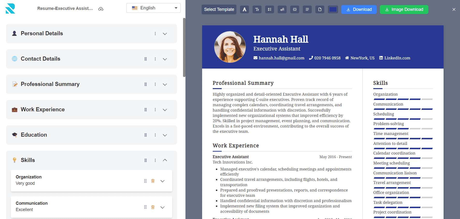 Free online CV Maker and Resume Builder with AI