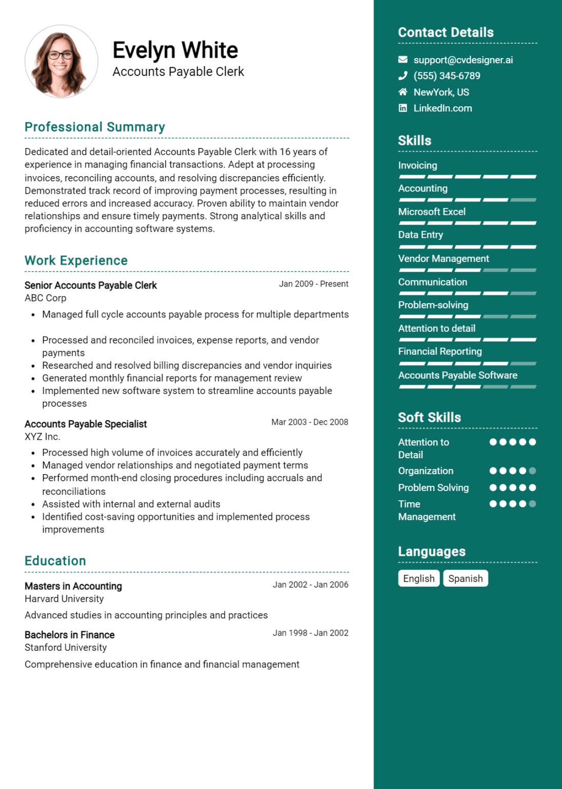 Accounts Payable Clerk Resume Example For 2024: Best Formatting Tips