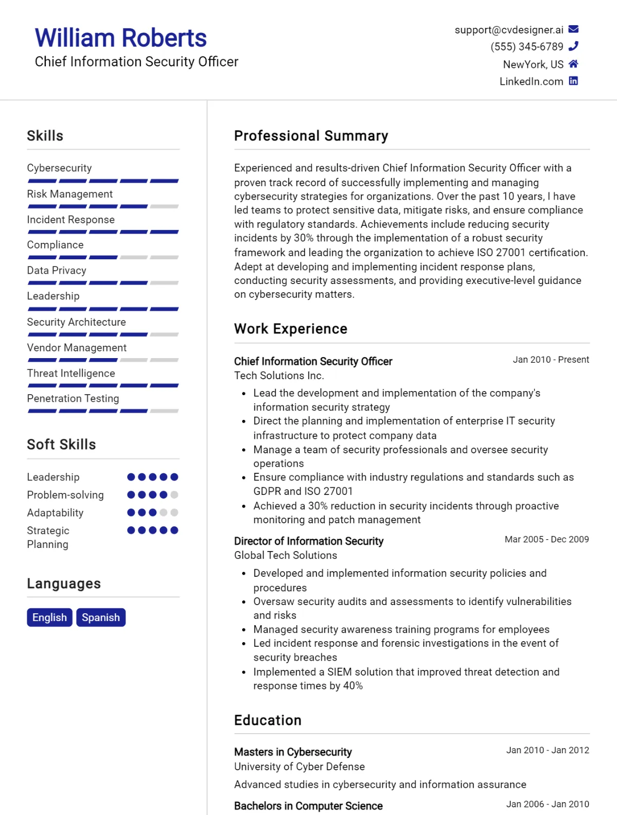 Chief Information Security Officer CV Example For 2024: Tips to Stand ... Chief Information Security Officer CV Example For 2024: Tips to Stand ...