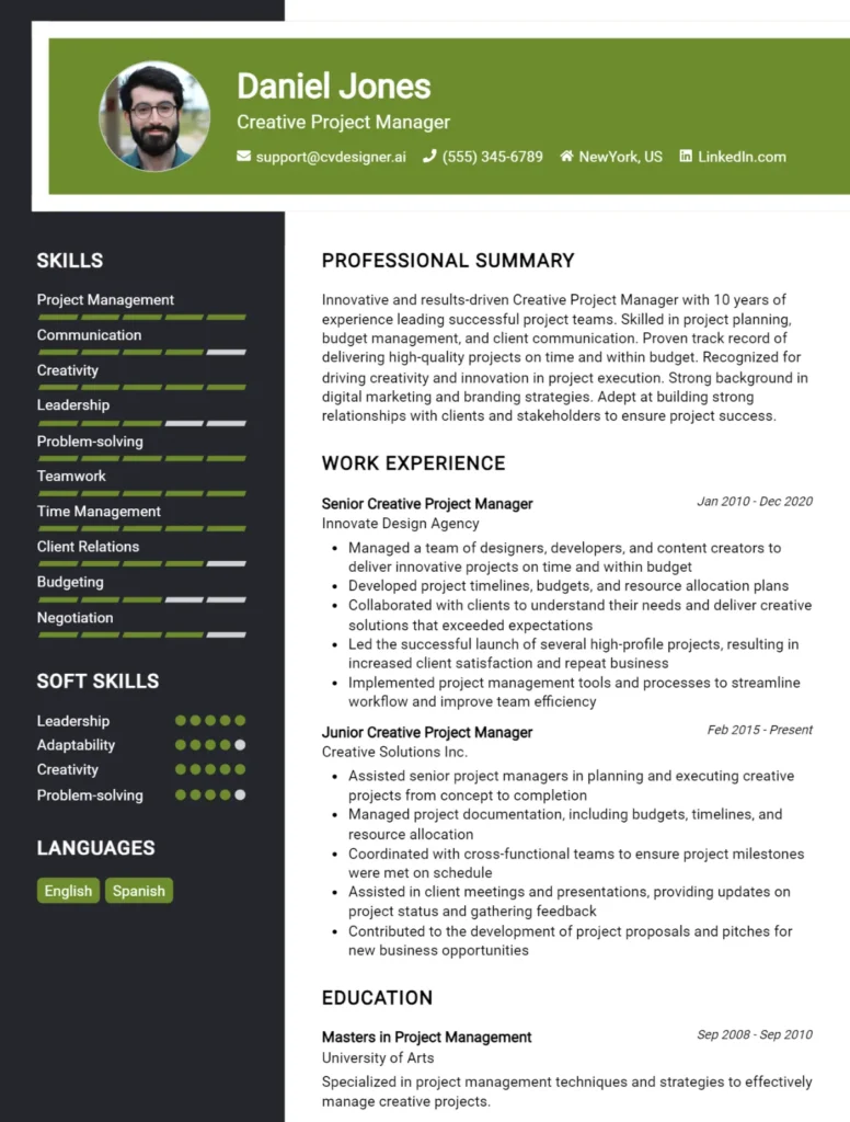 12 Project Manager CV Examples and Free Templates for 2024 - CVDesigner.ai 12 Project Manager CV Examples and Free Templates for 2024 - CVDesigner.ai
