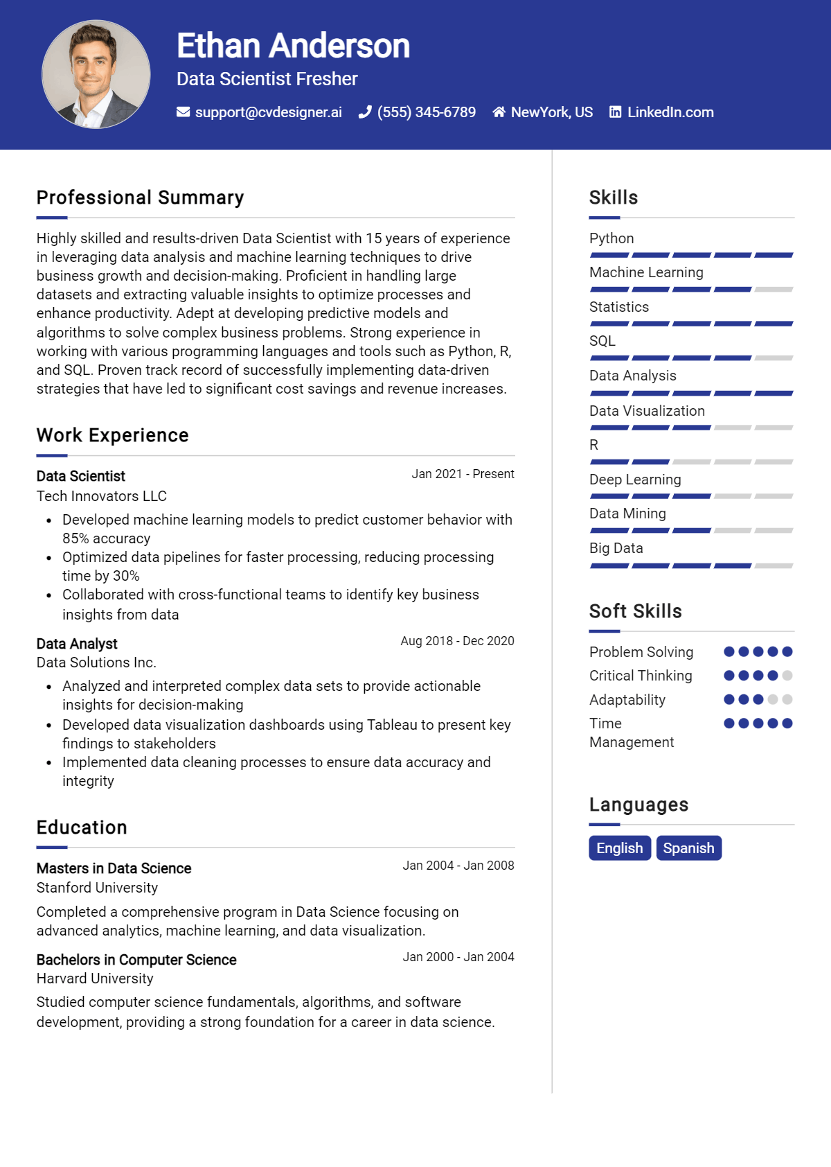 Data Scientist Fresher CV Example for 2024: Free Professional Templates ... Data Scientist Fresher CV Example for 2024: Free Professional Templates ...