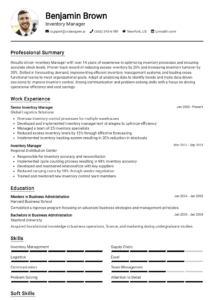 Inventory Manager Resume Example for 2025: How to Craft a Winning CV ...