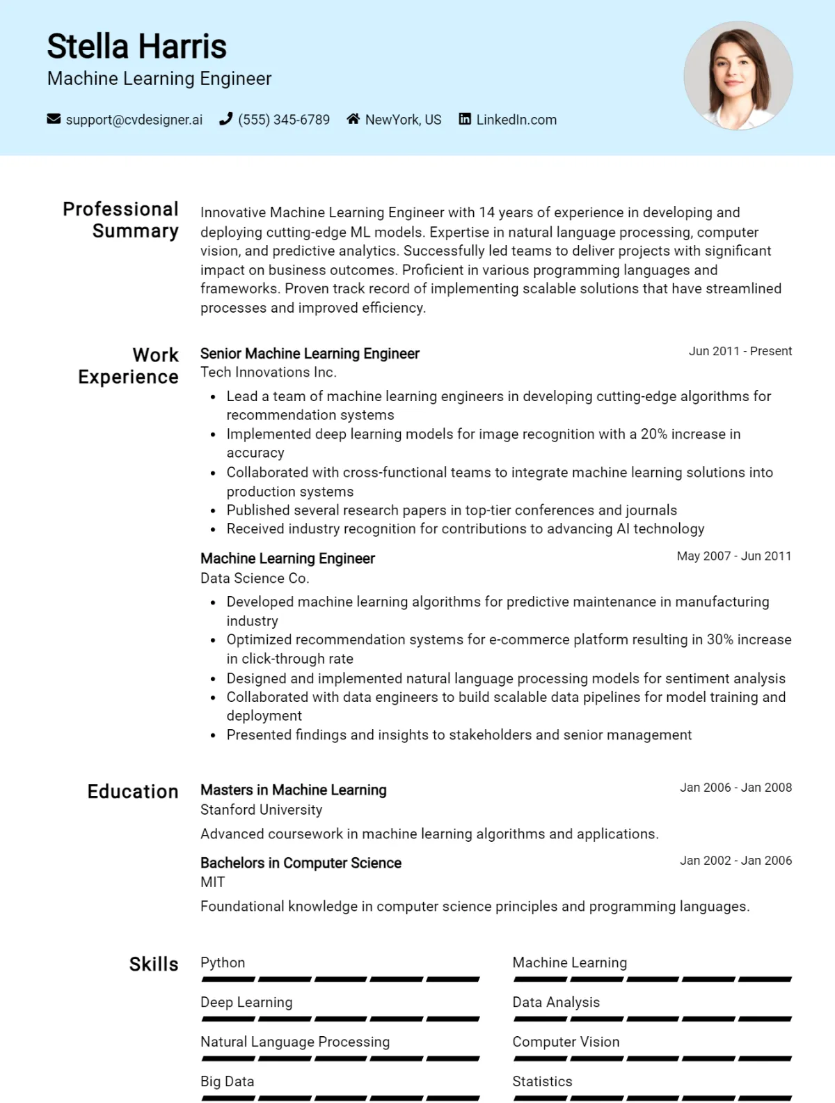 Machine Learning Engineer CV Example For 2024: Top CV Skills ... Machine Learning Engineer CV Example For 2024: Top CV Skills ...