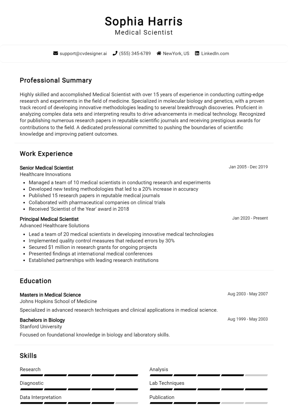 9 Scientist Resume Examples for 2025: Top CV Skills - CVDesigner.ai