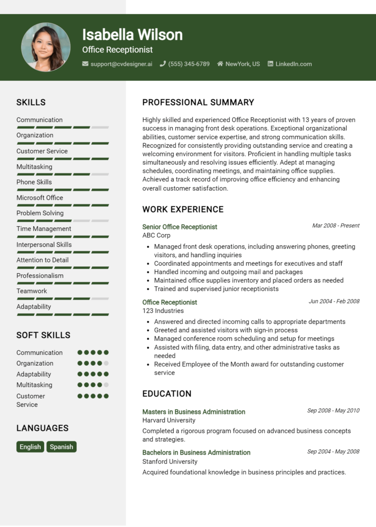 7 Corporate Receptionist Resume Examples For 2024: Strategies 