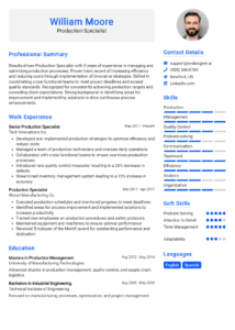 Production Specialist Resume Example for 2024: Best Formatting Tips ...