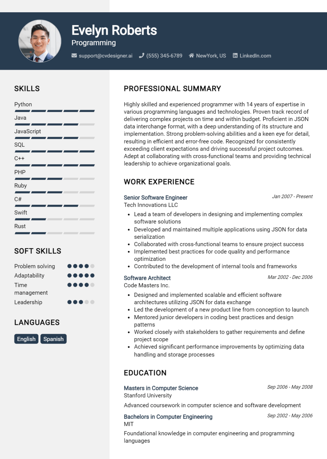 Programming Resume Example for 2024: Effective Tips - CVDesigner.ai