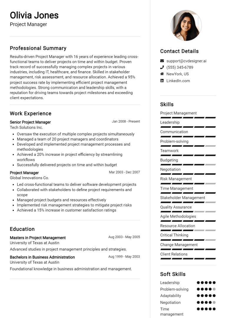 12 Project Manager CV Examples and Free Templates for 2024 - CVDesigner.ai 12 Project Manager CV Examples and Free Templates for 2024 - CVDesigner.ai