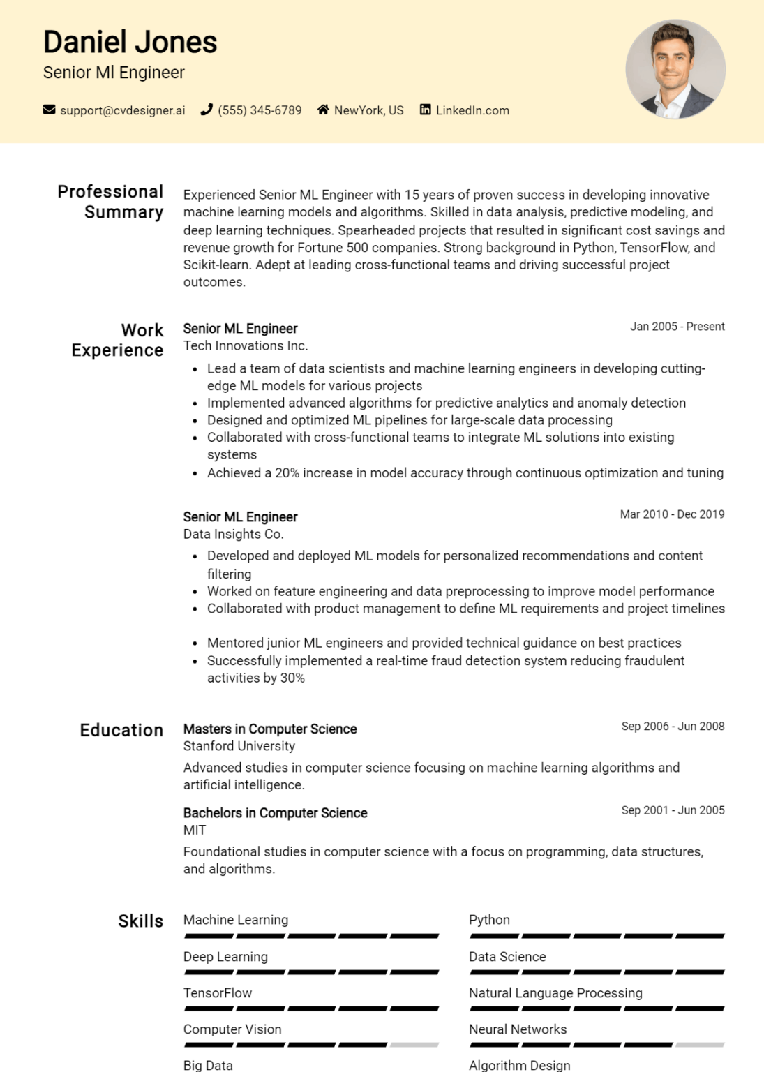 14 AI ML Engineer CV Examples And Templates for 2024 - CVDesigner.ai 14 AI ML Engineer CV Examples And Templates for 2024 - CVDesigner.ai