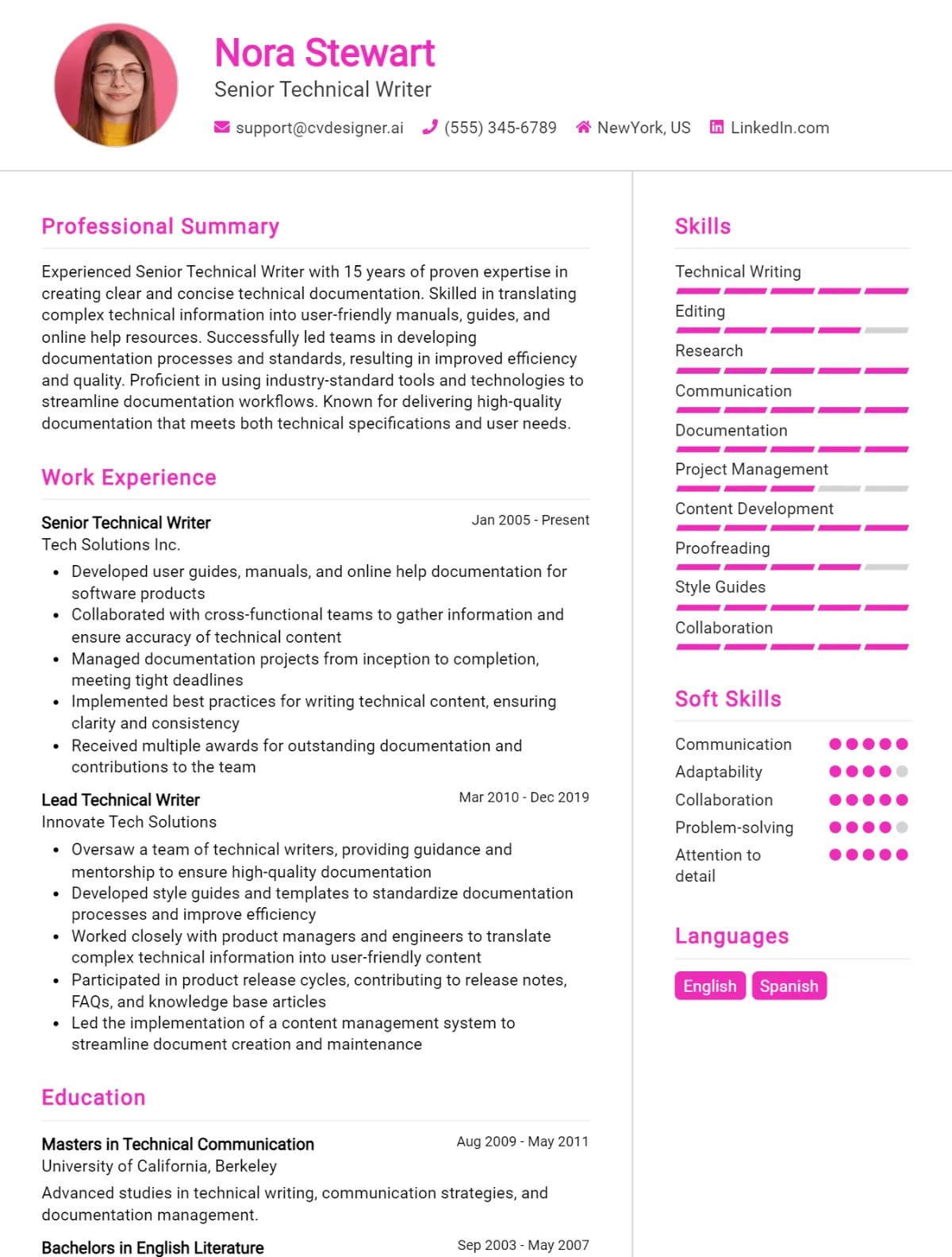 Senior Technical Writer CV Example For 2024: Professional CV Templates ... Senior Technical Writer CV Example For 2024: Professional CV Templates ...