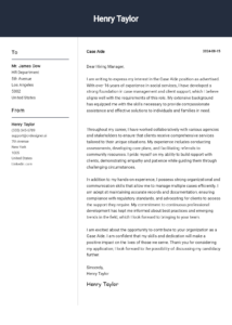 Case Aide Cover Letter Samples & Examples 2024 - CVDesigner.ai