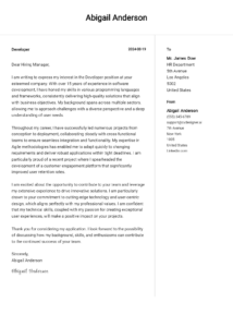Developer Cover Letter Example for 2024: Proven Tips - CVDesigner.ai