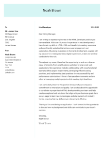 Html Developer Cover Letter Samples & Examples 2024 - CVDesigner.ai