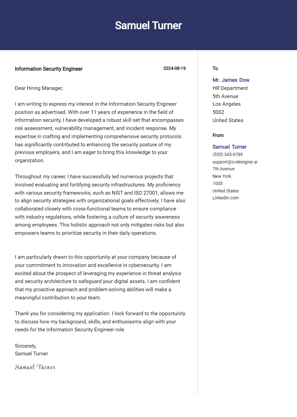 12 Information Security Engineer Cover Letter Examples and Templates ... 12 Information Security Engineer Cover Letter Examples and Templates ...