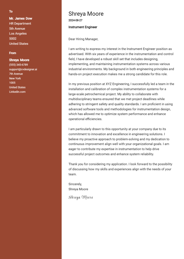 29 Engineer Cover Letter Examples for 2024 (Writing Guide) - CVDesigner.ai