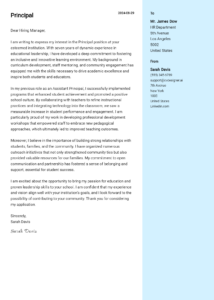 Principal Cover Letter Examples with Writing Tips for 2024 - CVDesigner.ai