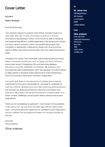 Python Developer Cover Letter Example for 2024: Expert Tips & Templates ...