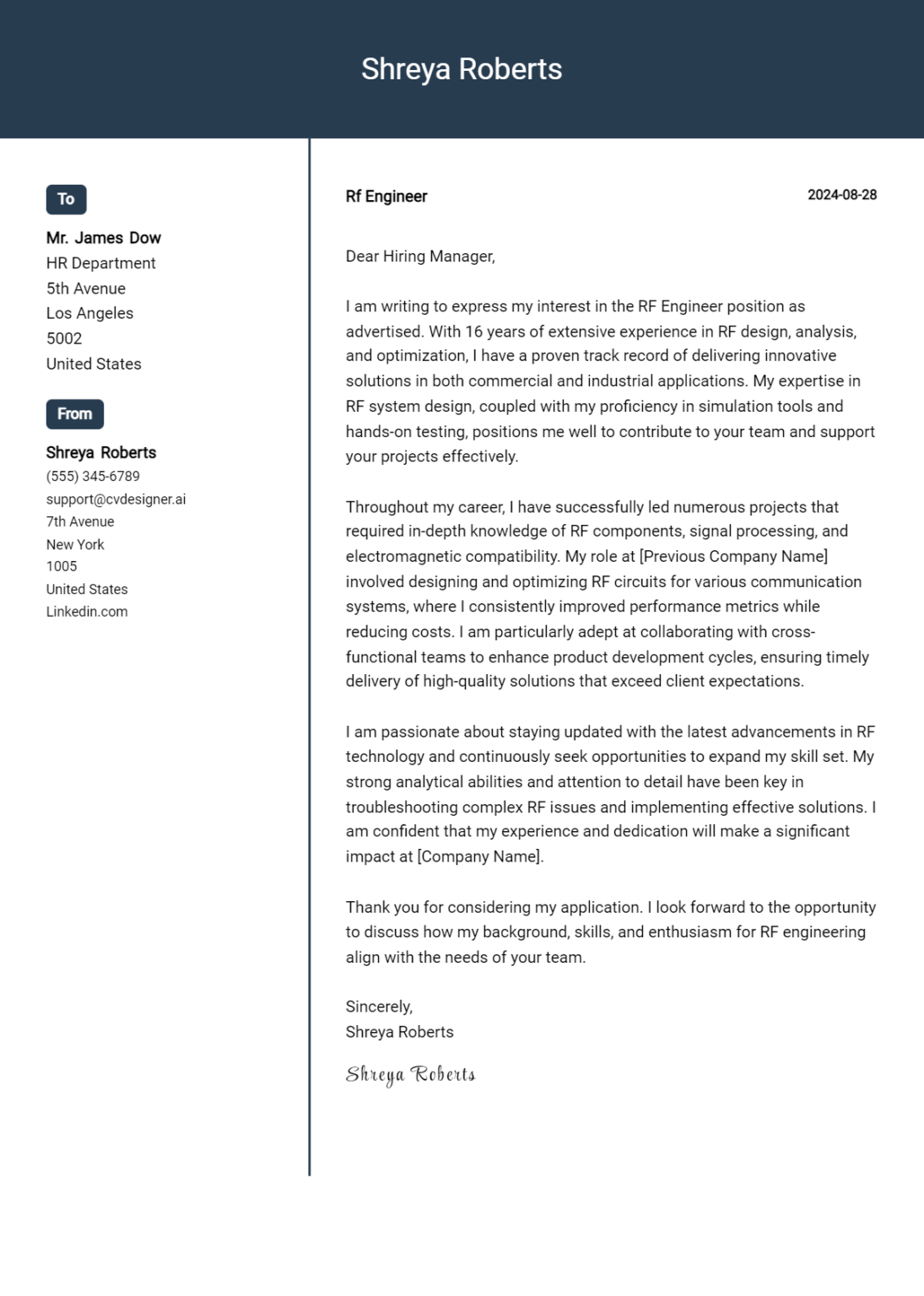 29 Engineer Cover Letter Examples for 2024 (Writing Guide) - CVDesigner.ai